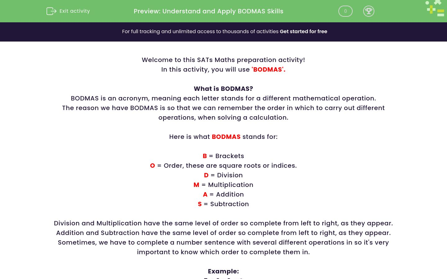 Understand and Apply BODMAS Skills Worksheet - EdPlace