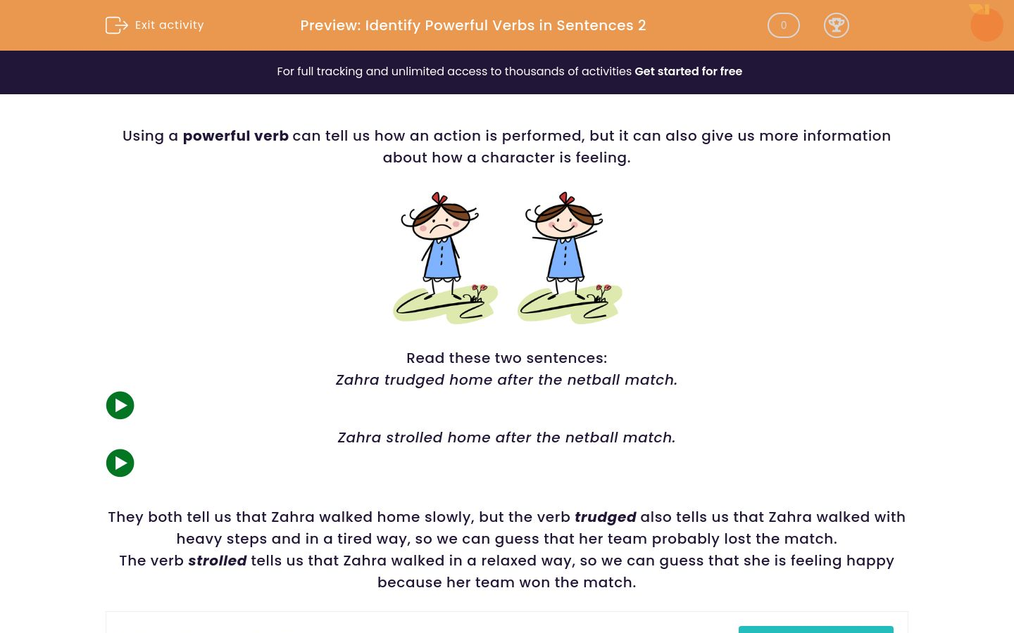 Practise Identifying Powerful Verbs in Sentences Worksheet - EdPlace