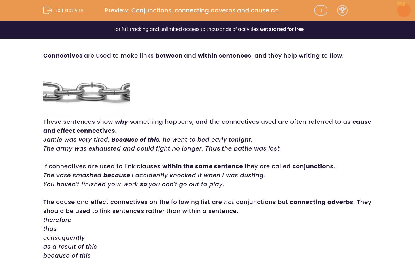 Identify Connectives Showing Cause and Effect Worksheet - EdPlace