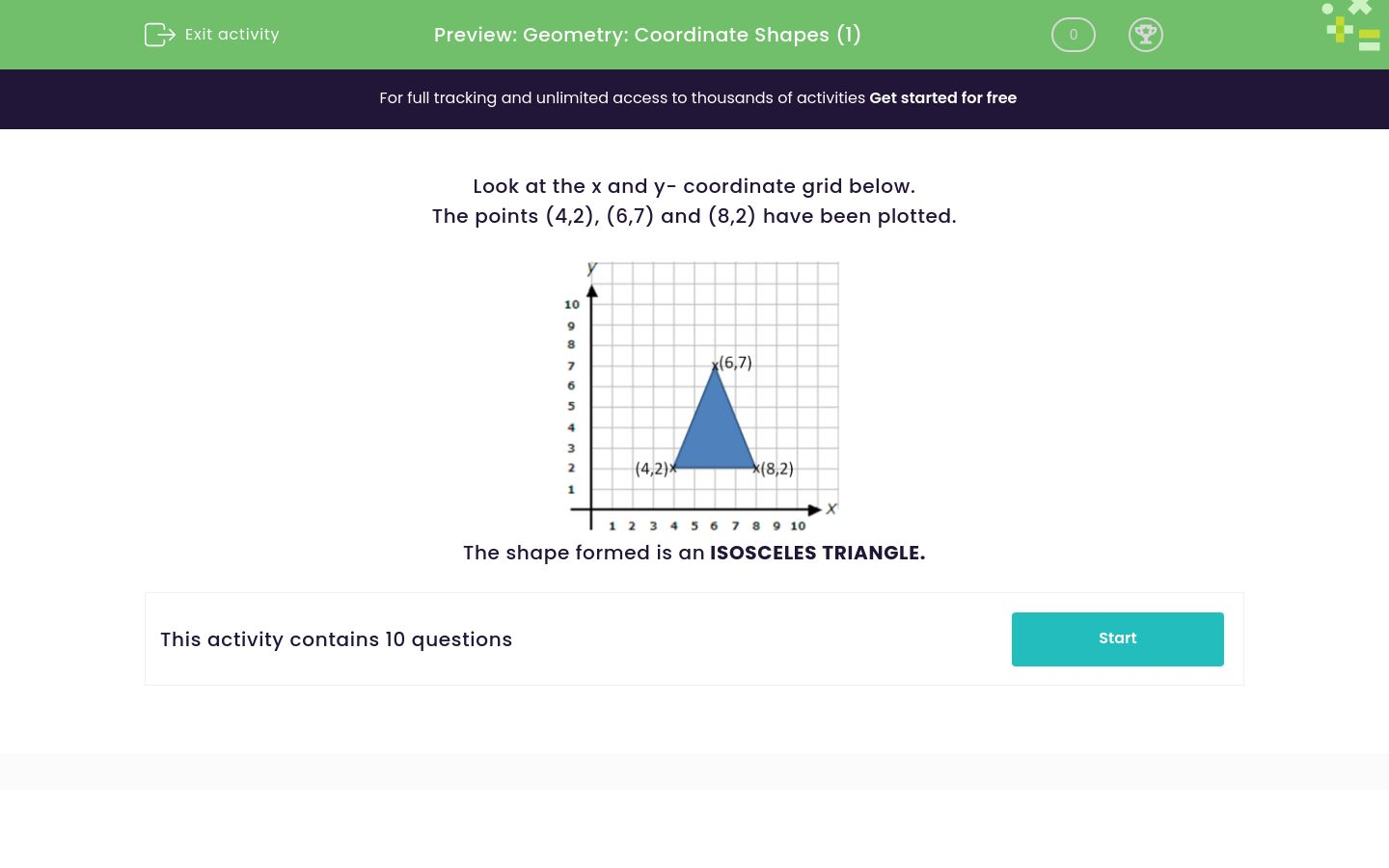 Plot Points on Coordinate Grids and Recognise Shapes Worksheet - EdPlace