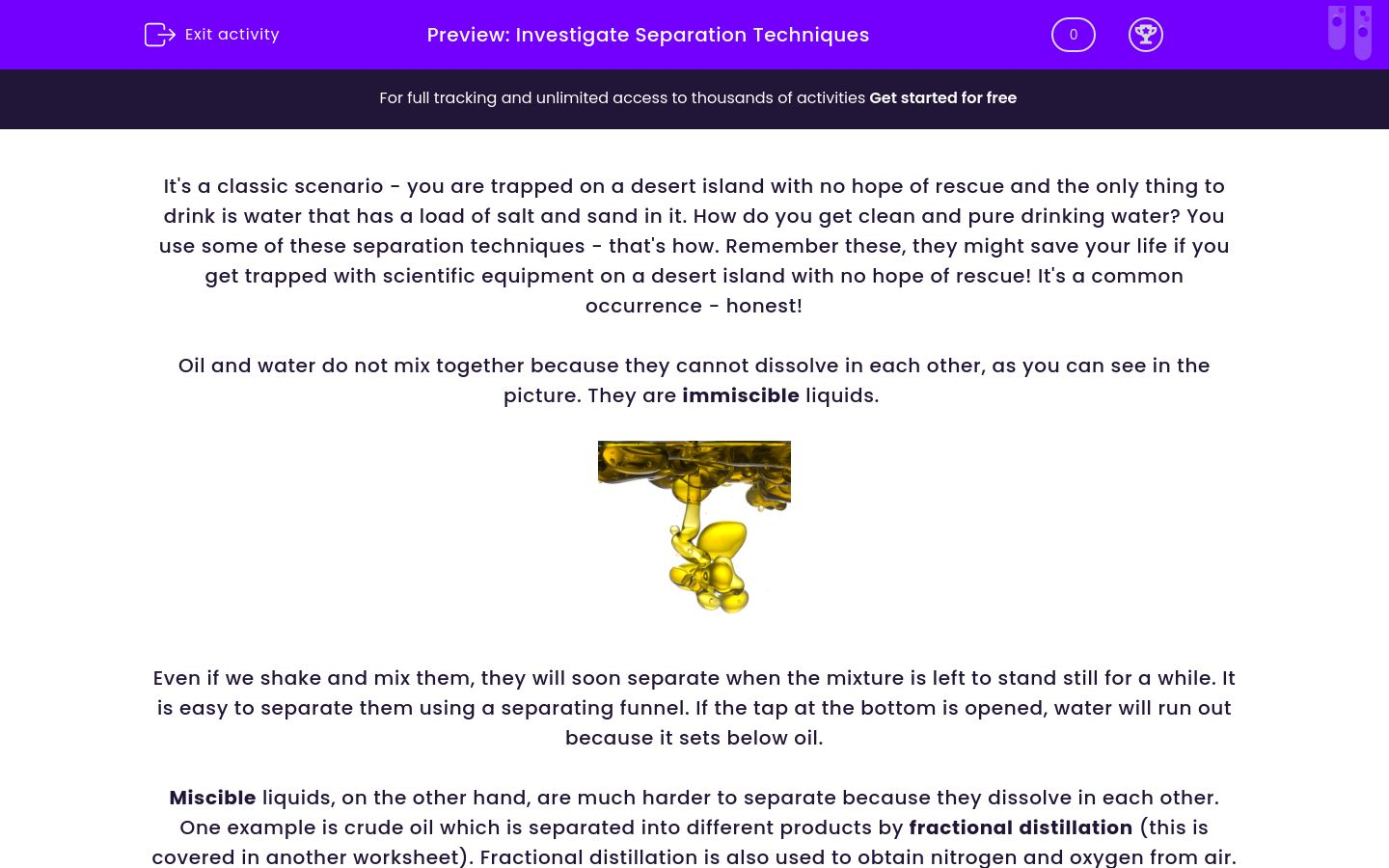 Investigate Separation Techniques Worksheet - EdPlace