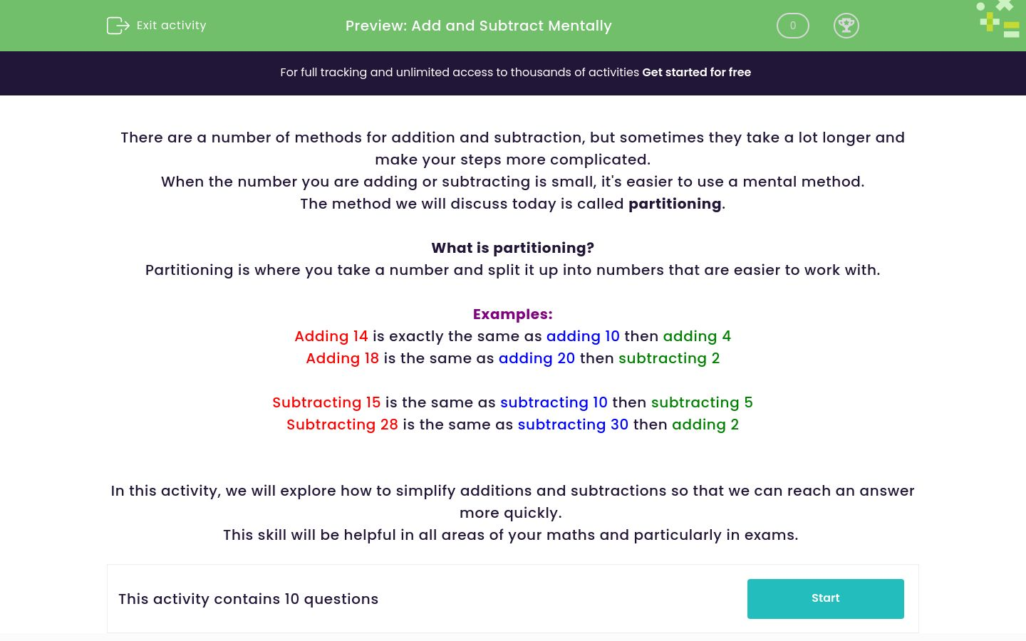 Add and Subtract Mentally Worksheet - EdPlace