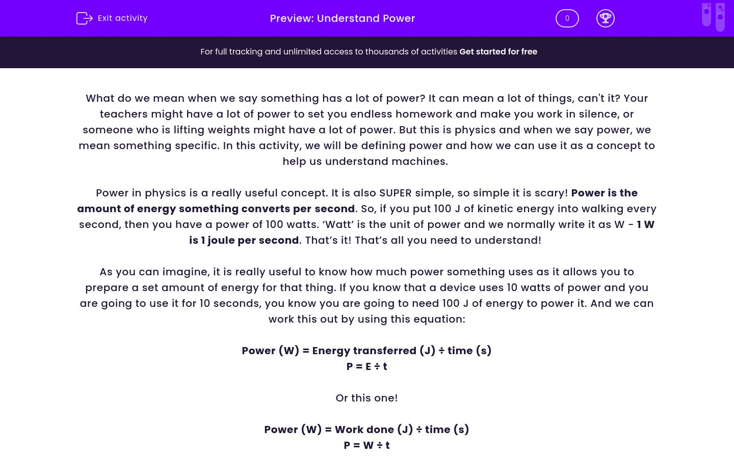Understand Power Worksheet - EdPlace