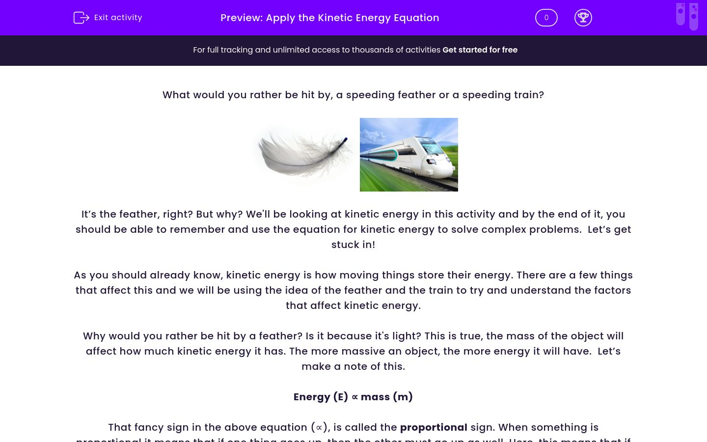 Apply the Kinetic Energy Equation Worksheet - EdPlace