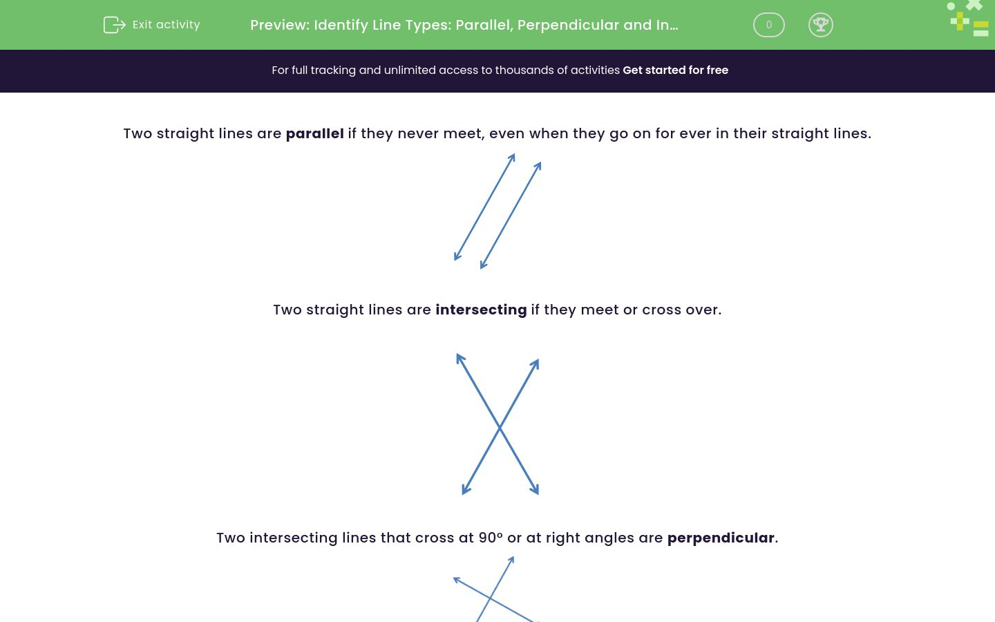 Identify Parallel, Perpendicular and Intersecting Lines Worksheet - EdPlace