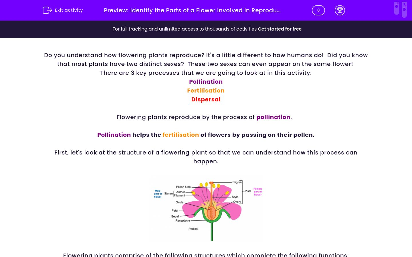 Explain how a Plant Reproduces Worksheet - EdPlace