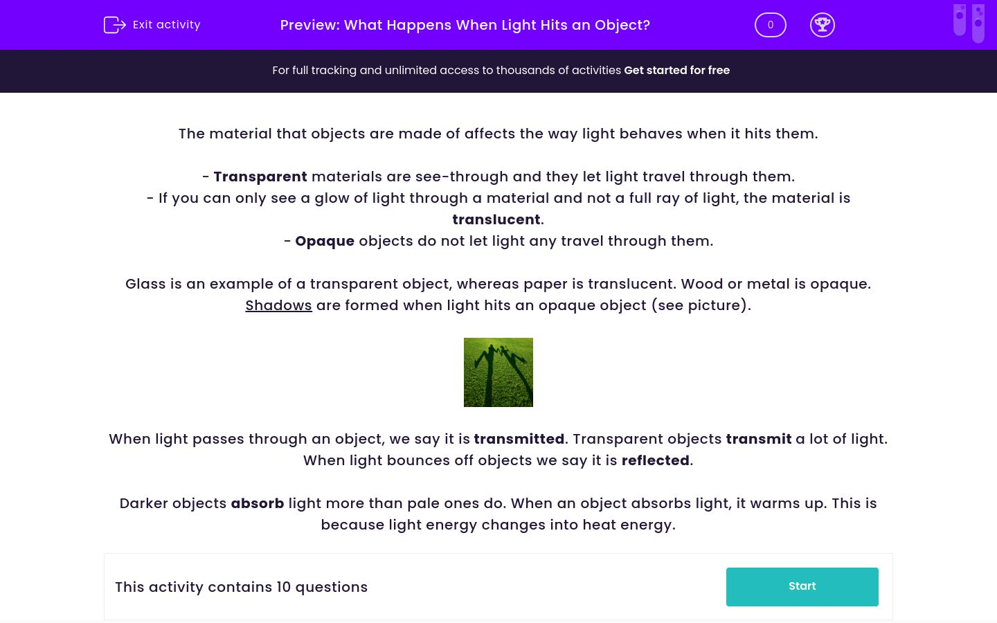 Describe What Happens When Light Hits an Object Worksheet - EdPlace