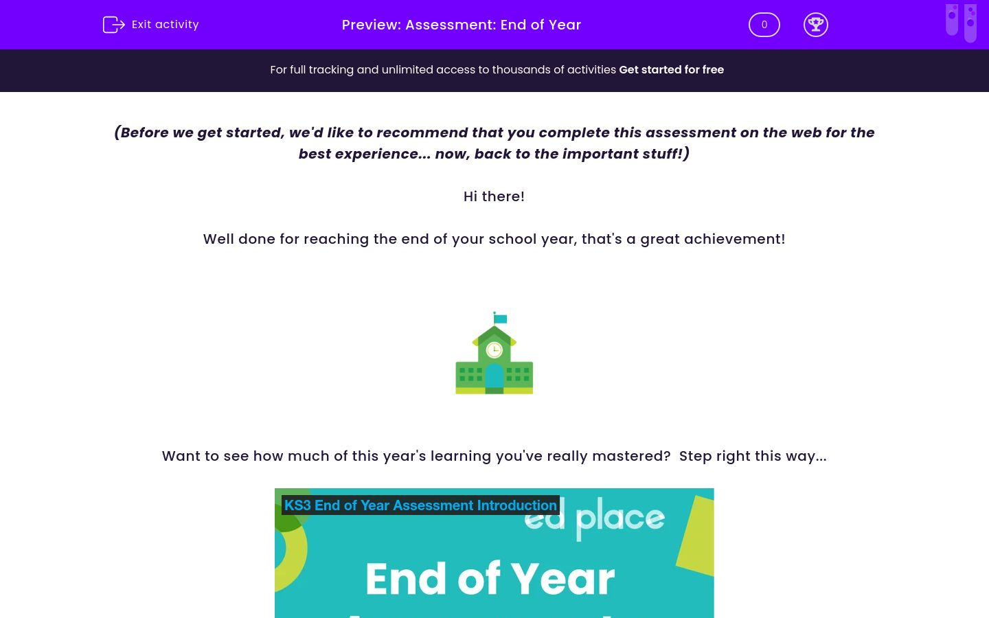 Assessment: End of Year Worksheet - EdPlace