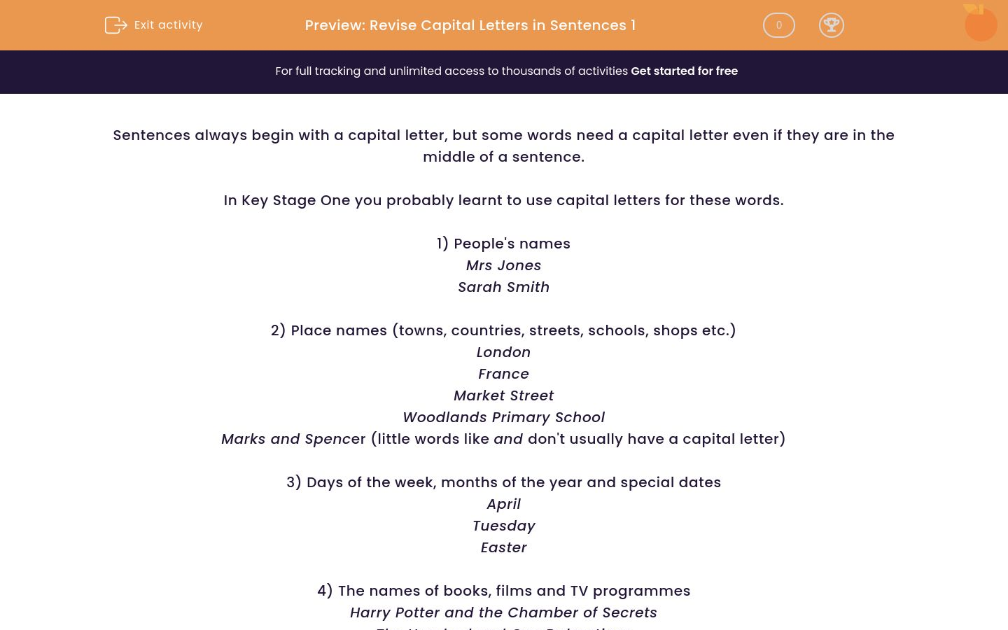 Recognise the Correct Use of Capital Letters Worksheet - EdPlace