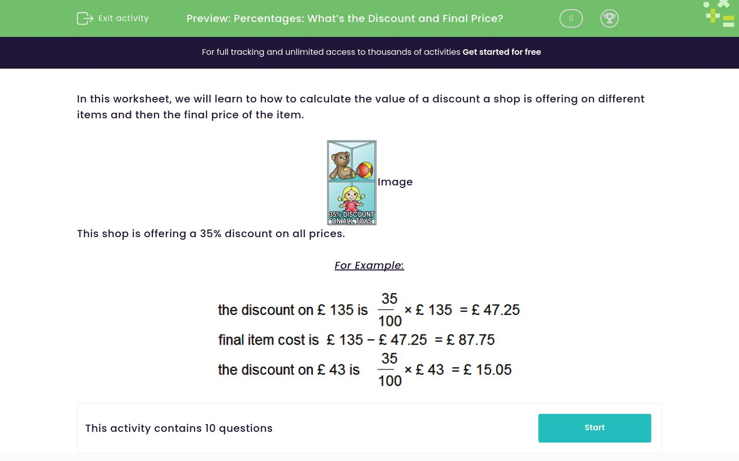 Find the Discount and Final Price Worksheet - EdPlace