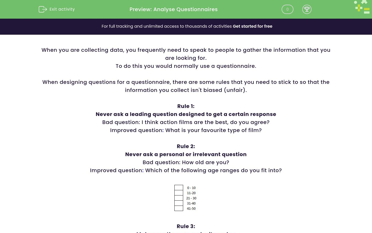 Analyse Questionnaires Worksheet - EdPlace