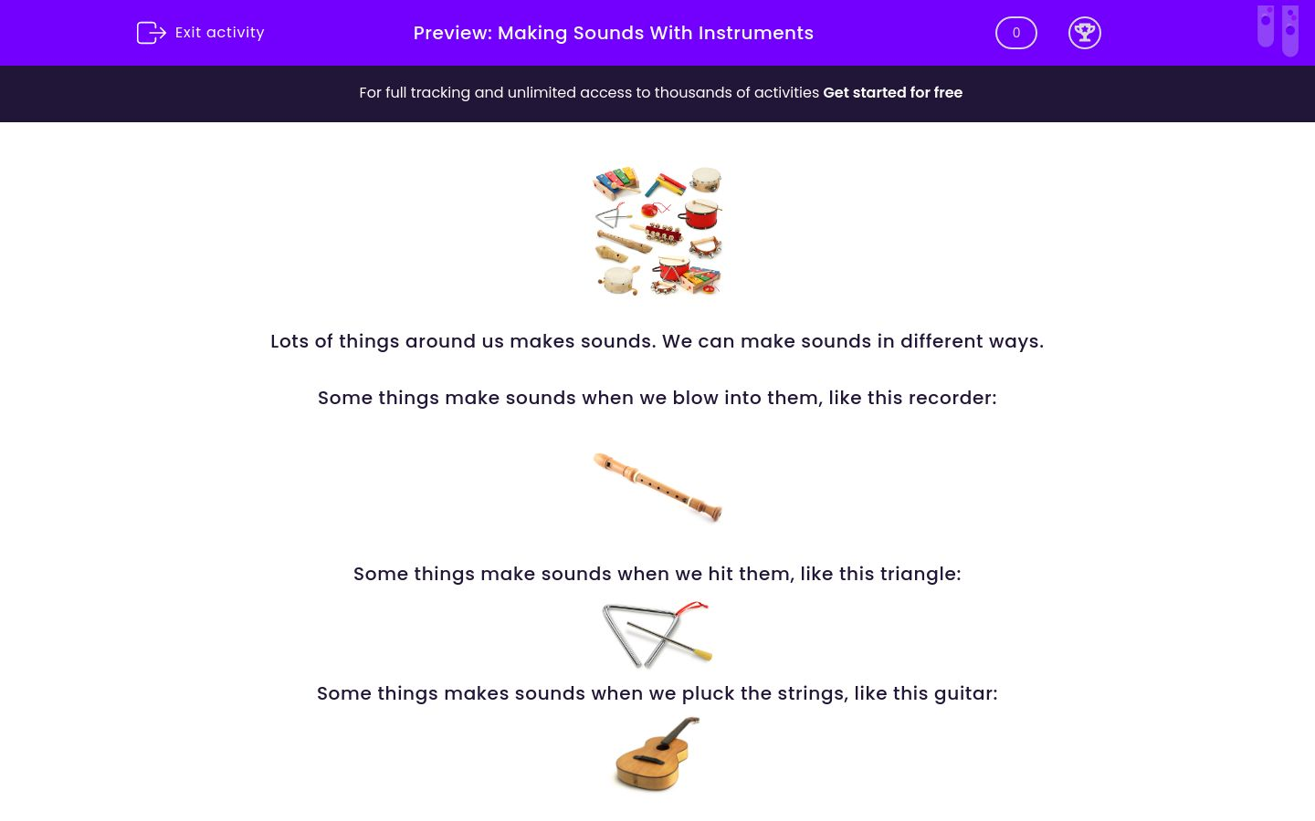 Understand How to Make Sounds With Instruments Worksheet - EdPlace