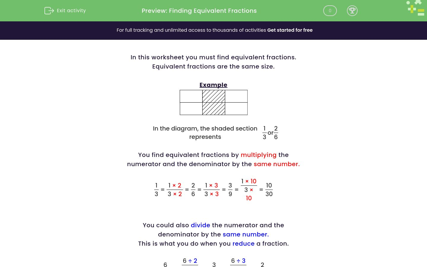 Find Equivalent Fractions Worksheet - EdPlace
