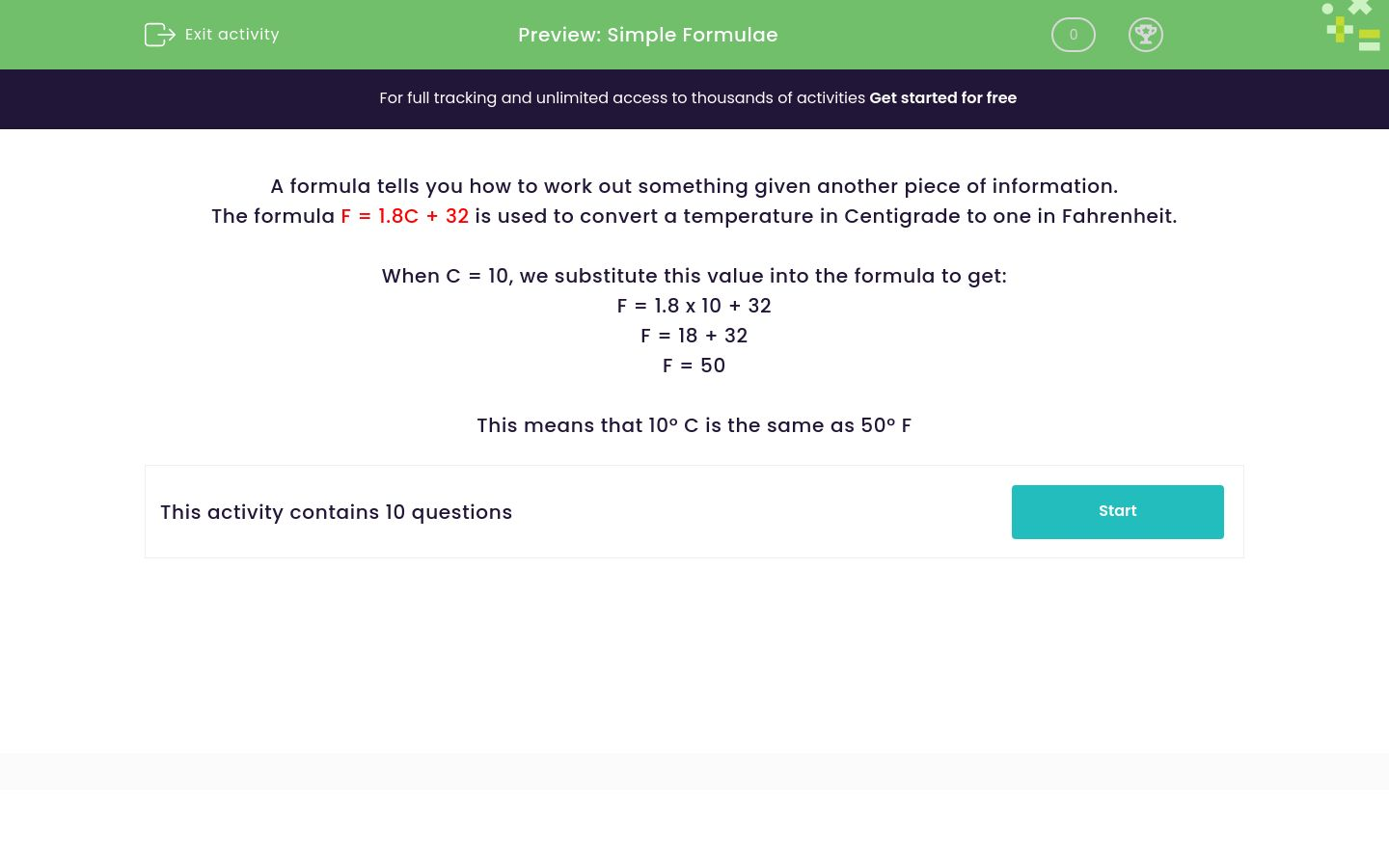 Use Simple Formulae Worksheet - EdPlace