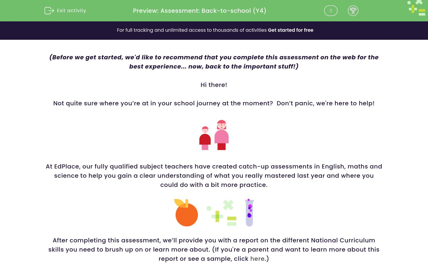 Assessment: Back-to-school Worksheet - EdPlace