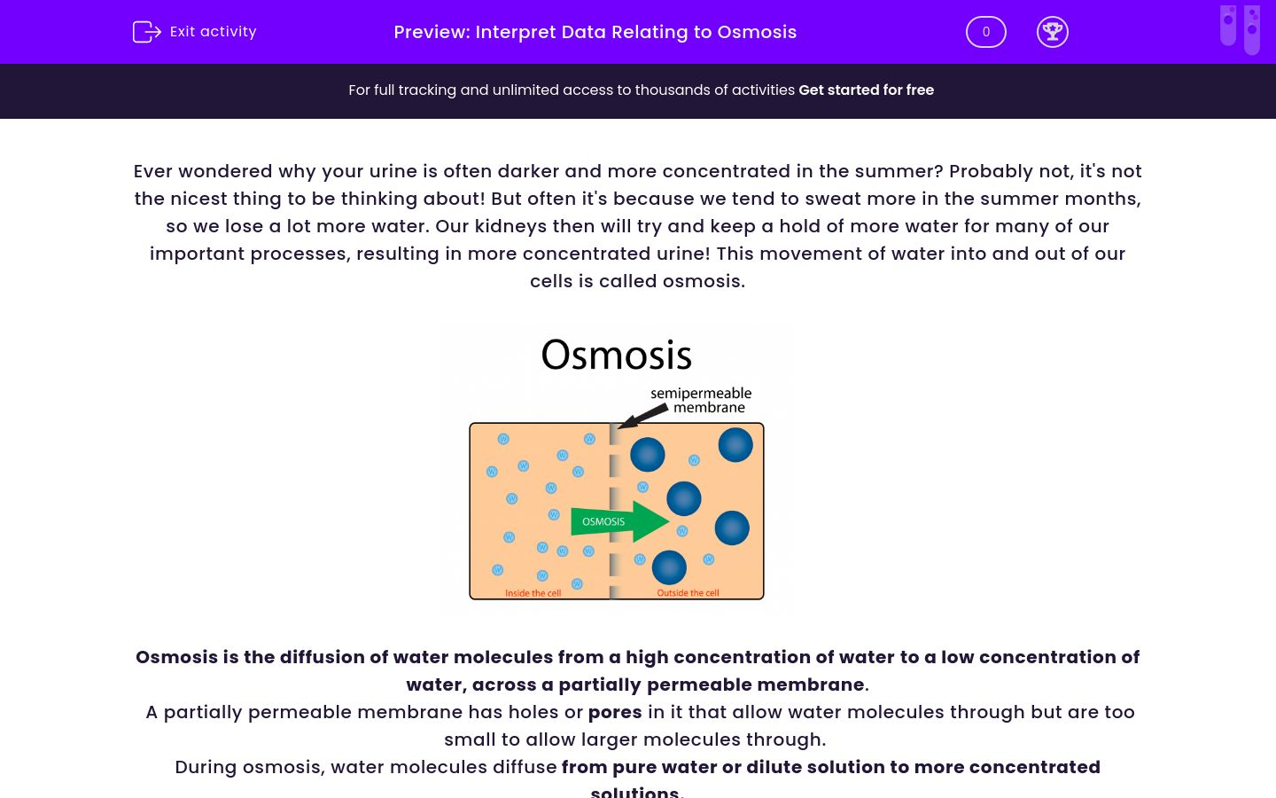 Interpret Data Relating to Osmosis Worksheet - EdPlace