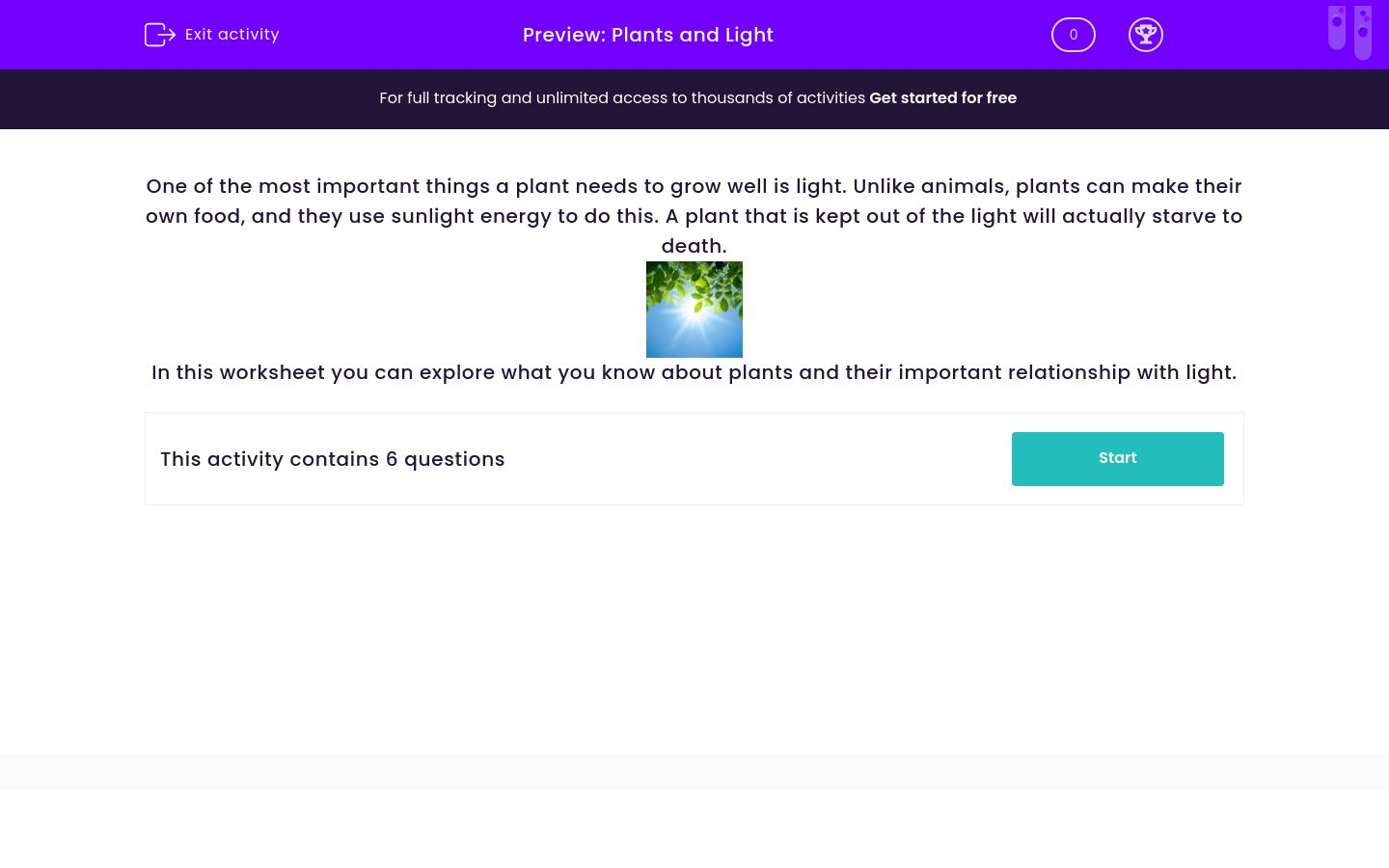 Discover About Plants and Light Worksheet - EdPlace