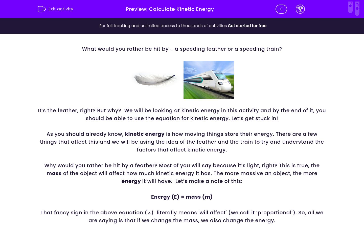 Calculate Kinetic Energy Worksheet - EdPlace
