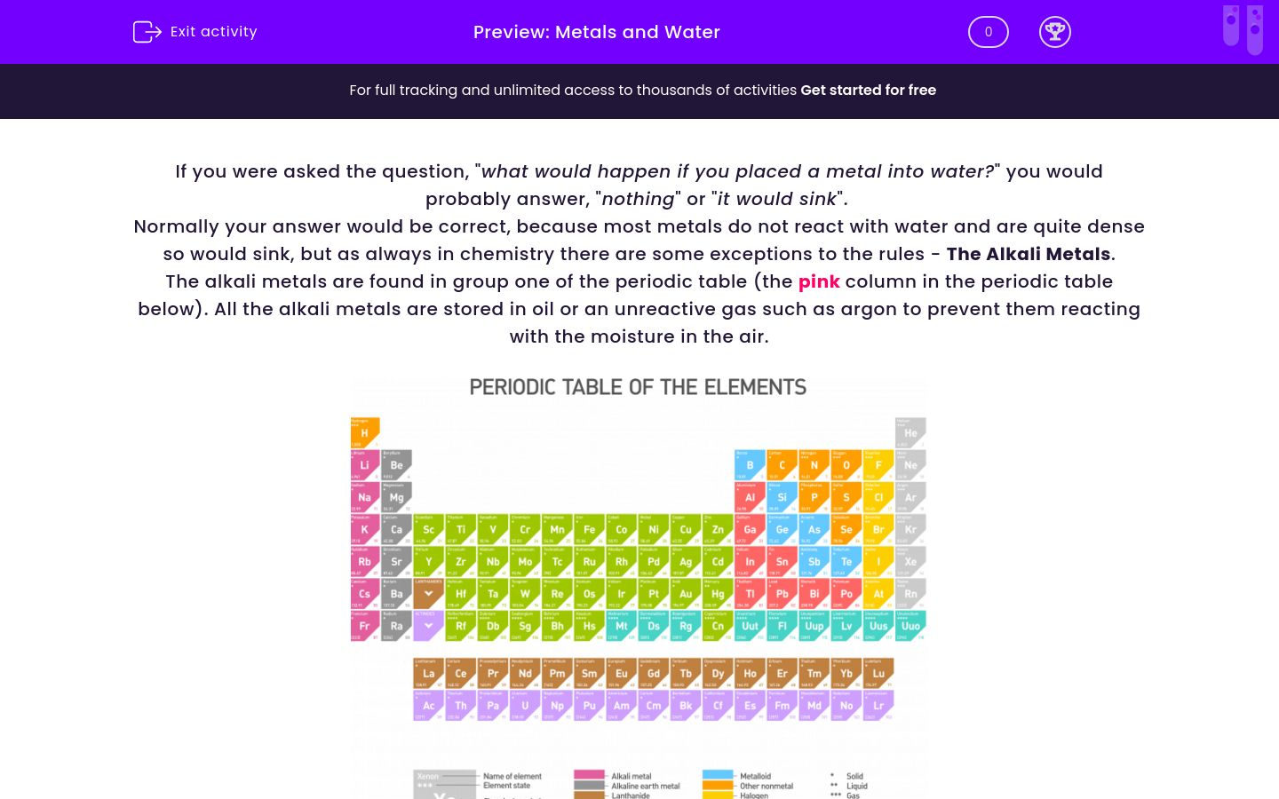 Explore the Reaction of Alkali Metals and Water Worksheet - EdPlace