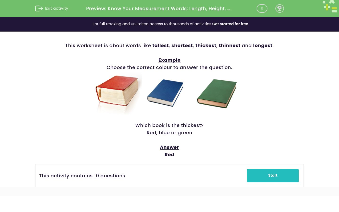 Compare Measurements Using the Words for Length, Height and Thickness ...