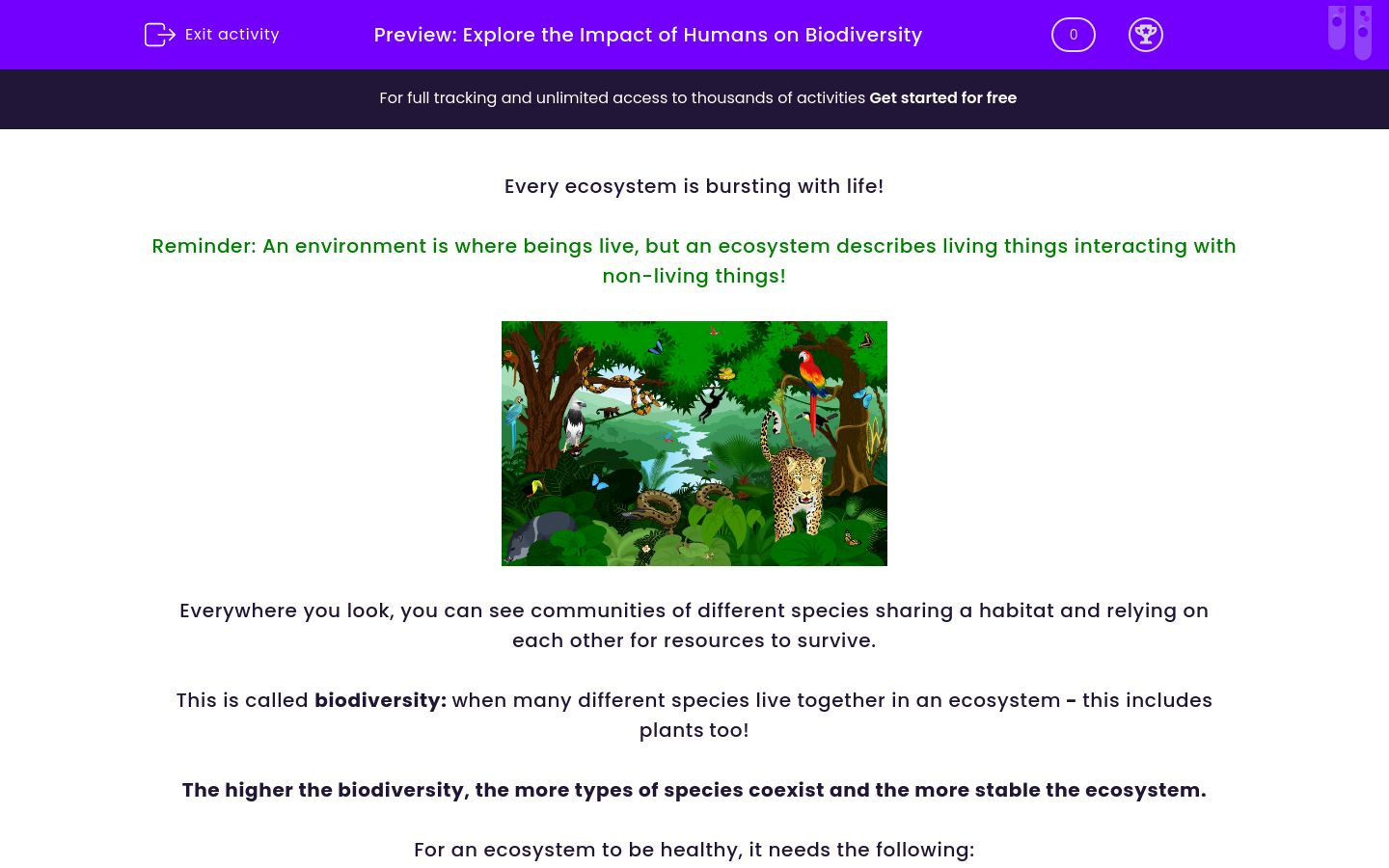 Explore the Impact of Humans on Biodiversity Worksheet - EdPlace
