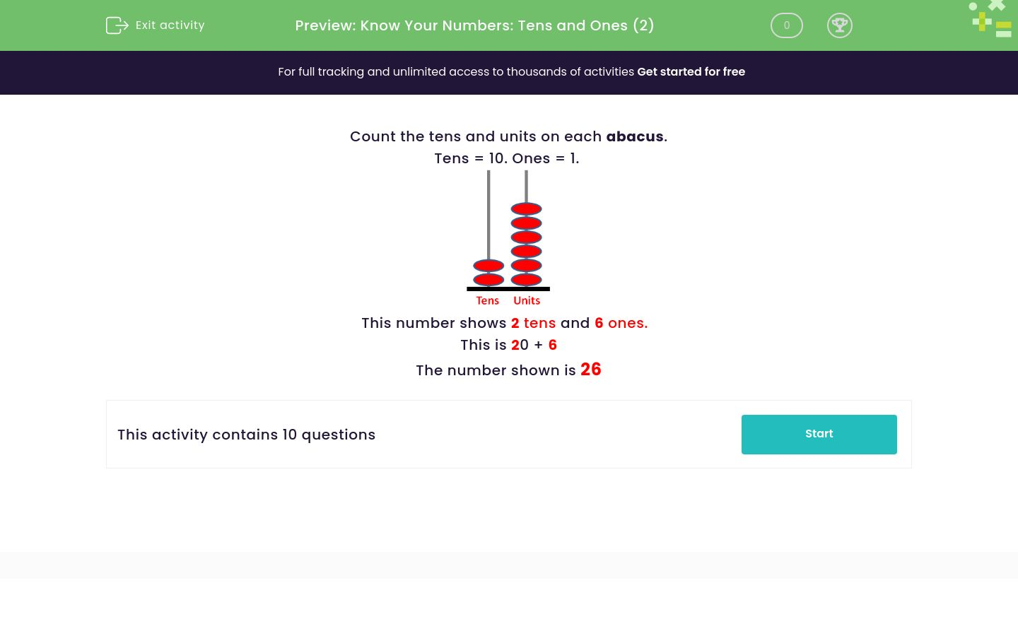 Identify Tens and Ones on an Abacus Worksheet - EdPlace
