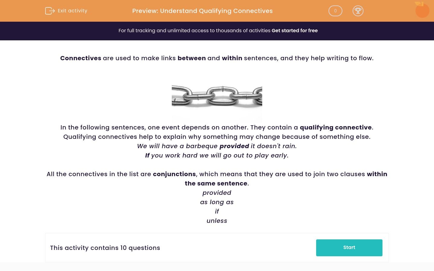 Identify Connectives that Qualify Information Worksheet - EdPlace
