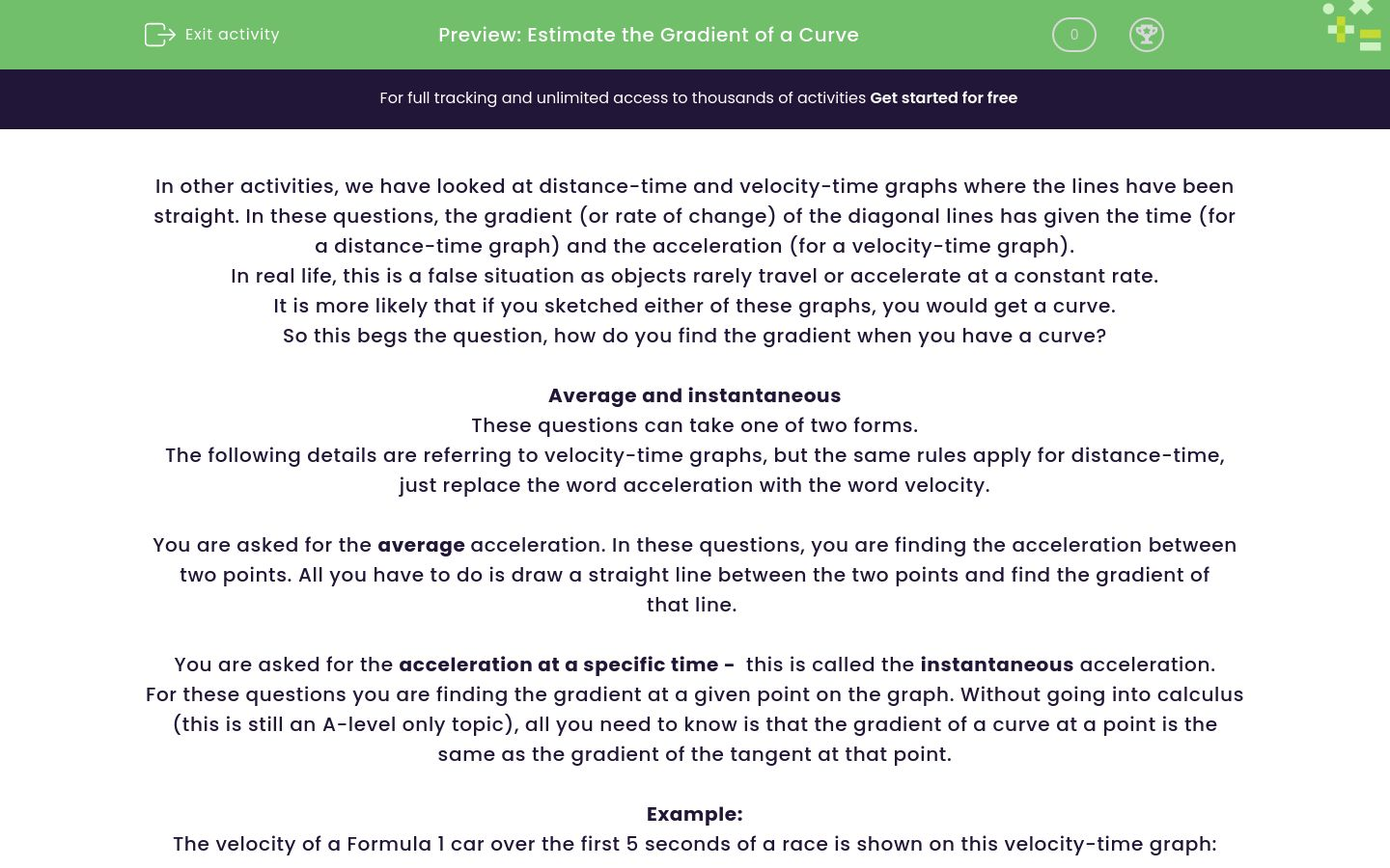 Estimate the Gradient of a Curve Worksheet - EdPlace