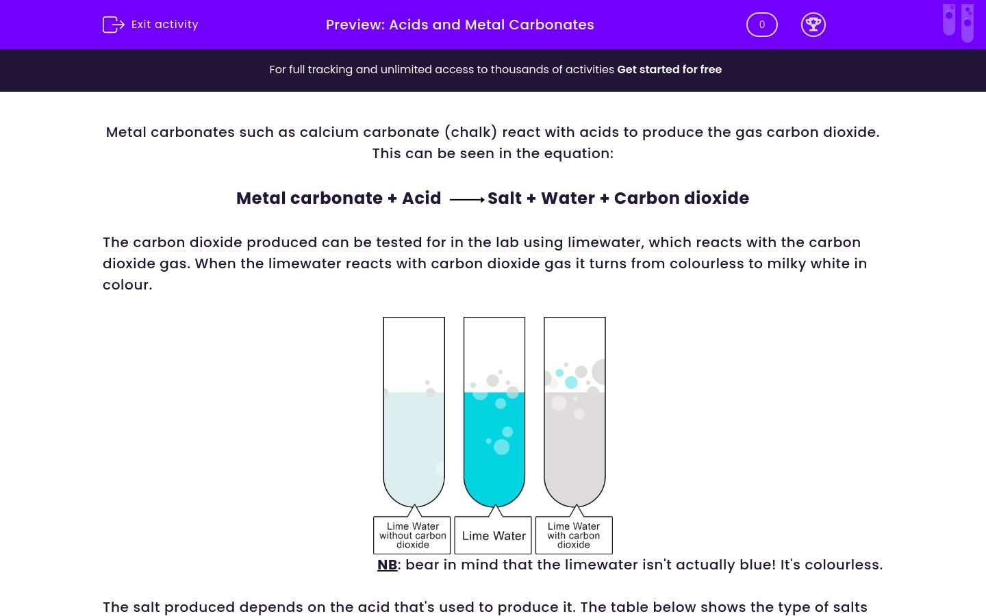 Investigate the Reactions of Acids with Metal Carbonates Worksheet ...