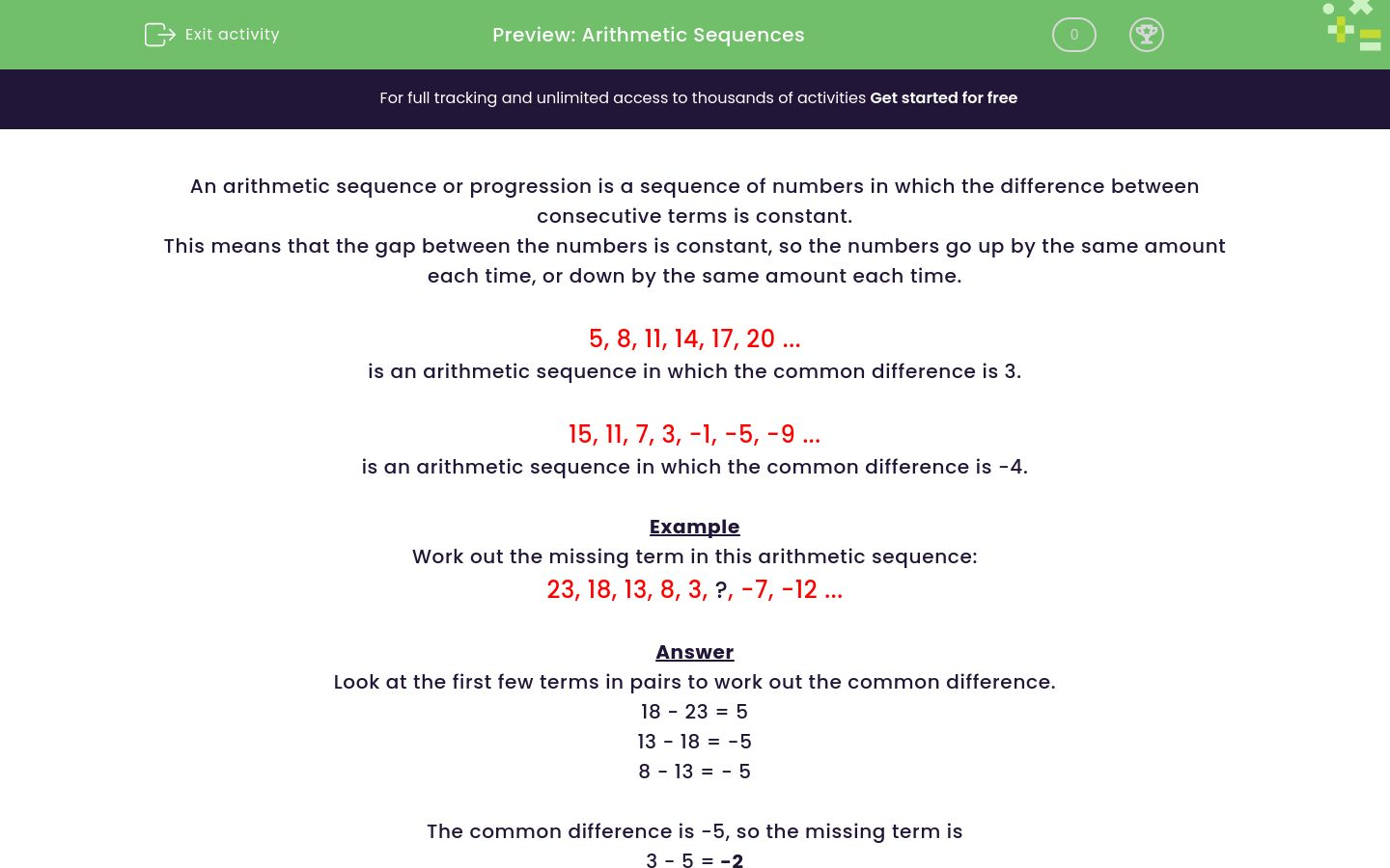 Find the Missing Number in a Sequence Worksheet - EdPlace