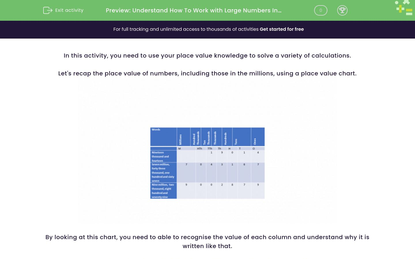 Use Place Value to Solve Problems Using Large Numbers Worksheet - EdPlace