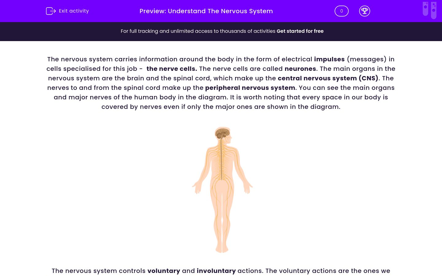Understand The Nervous System Worksheet - EdPlace