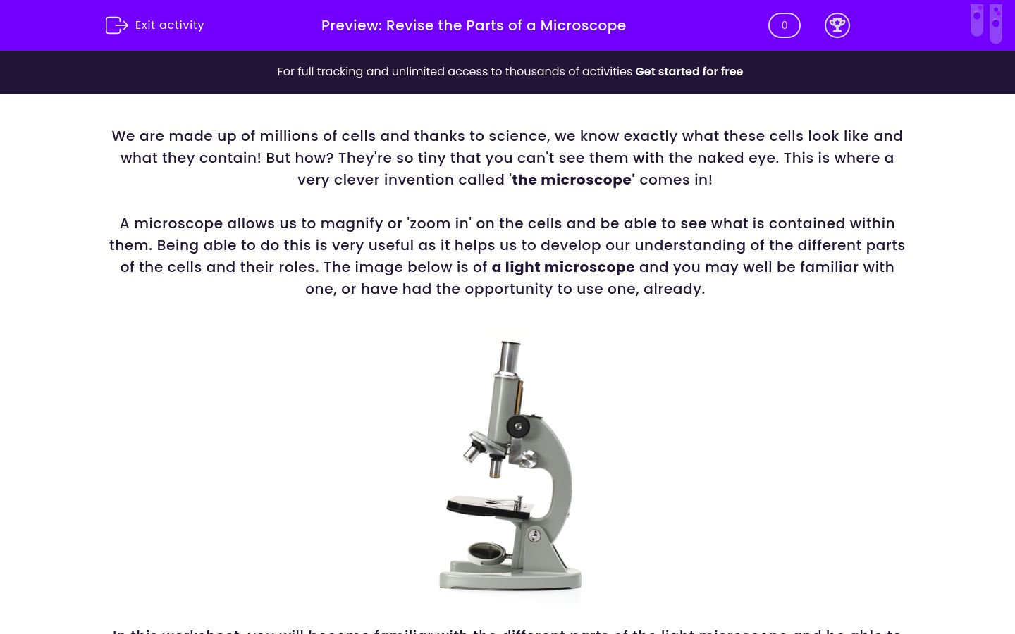 Revise the Parts of a Microscope Worksheet - EdPlace