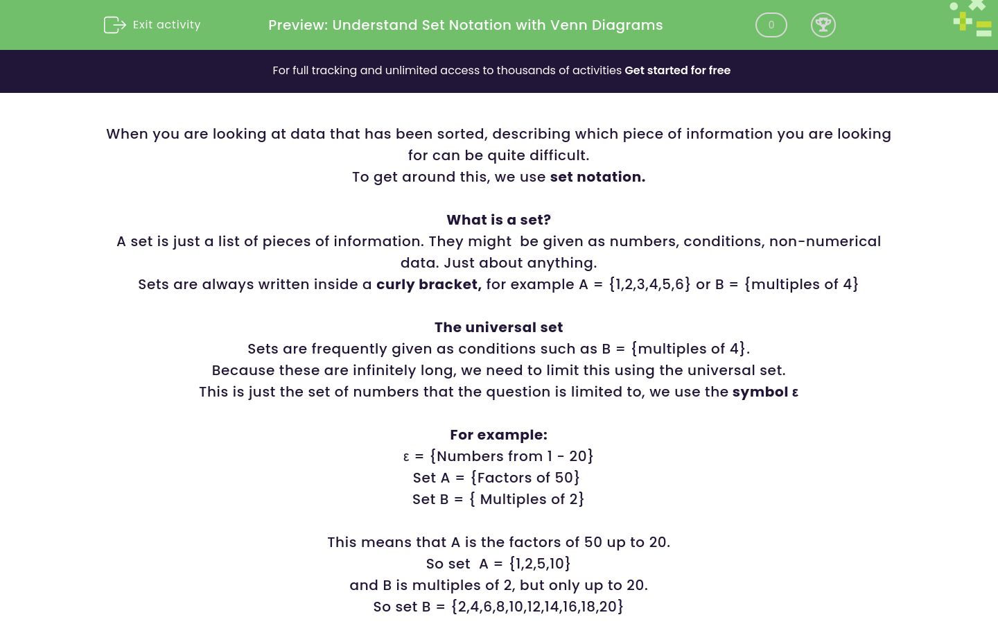 Understand Set Notation with Venn Diagrams Worksheet - EdPlace