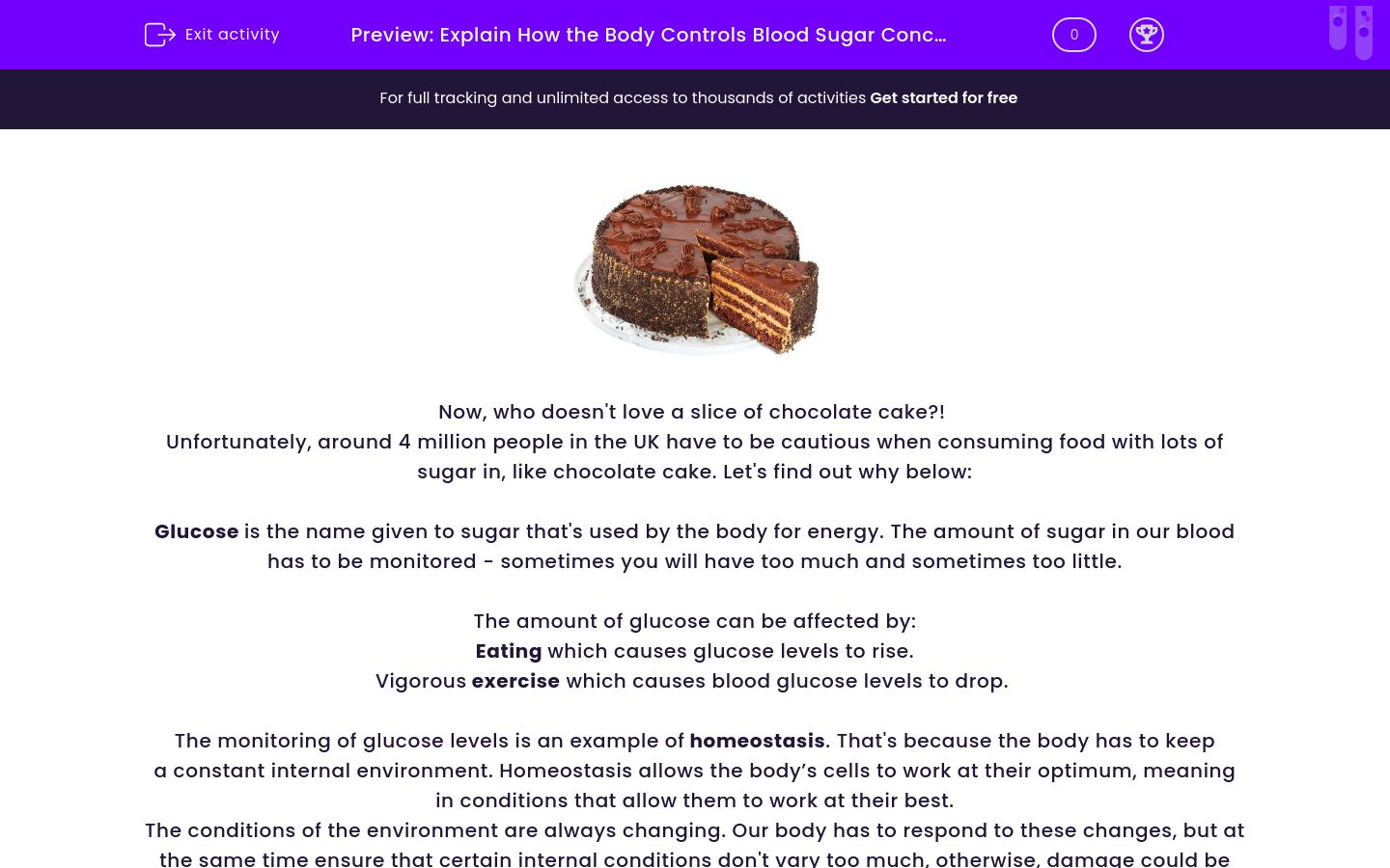 Explain How the Body Controls Blood Sugar Concentration Worksheet - EdPlace