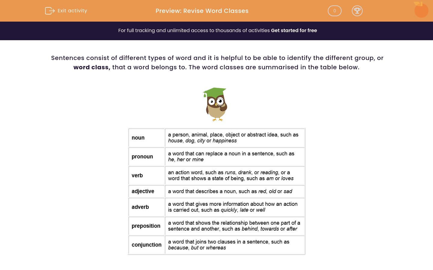 Revise Word Classes Worksheet Edplace
