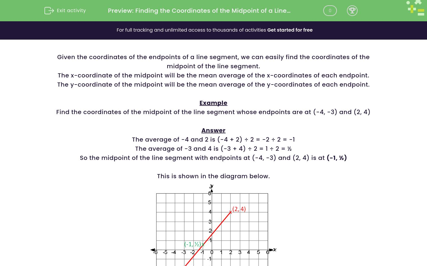 Find the Coordinates of the Midpoint of a Line Segment Worksheet - EdPlace