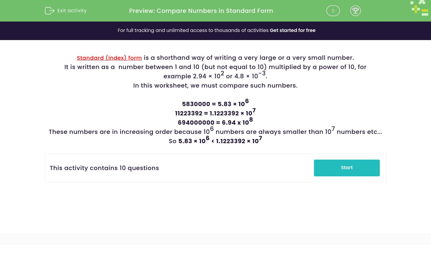 Compare Numbers in Standard Form Worksheet - EdPlace