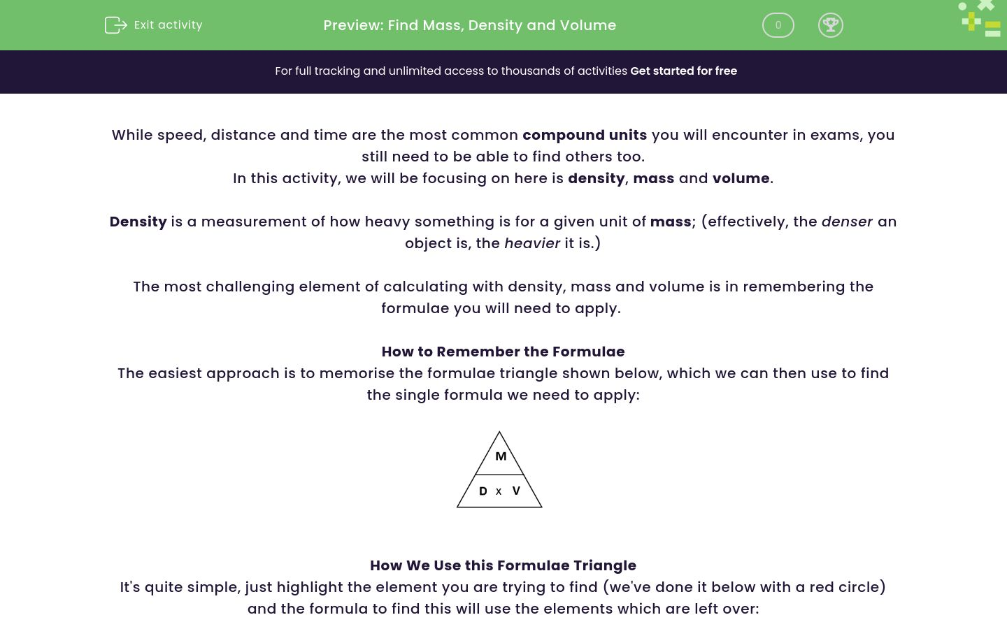 Find Mass, Density and Volume Worksheet - EdPlace