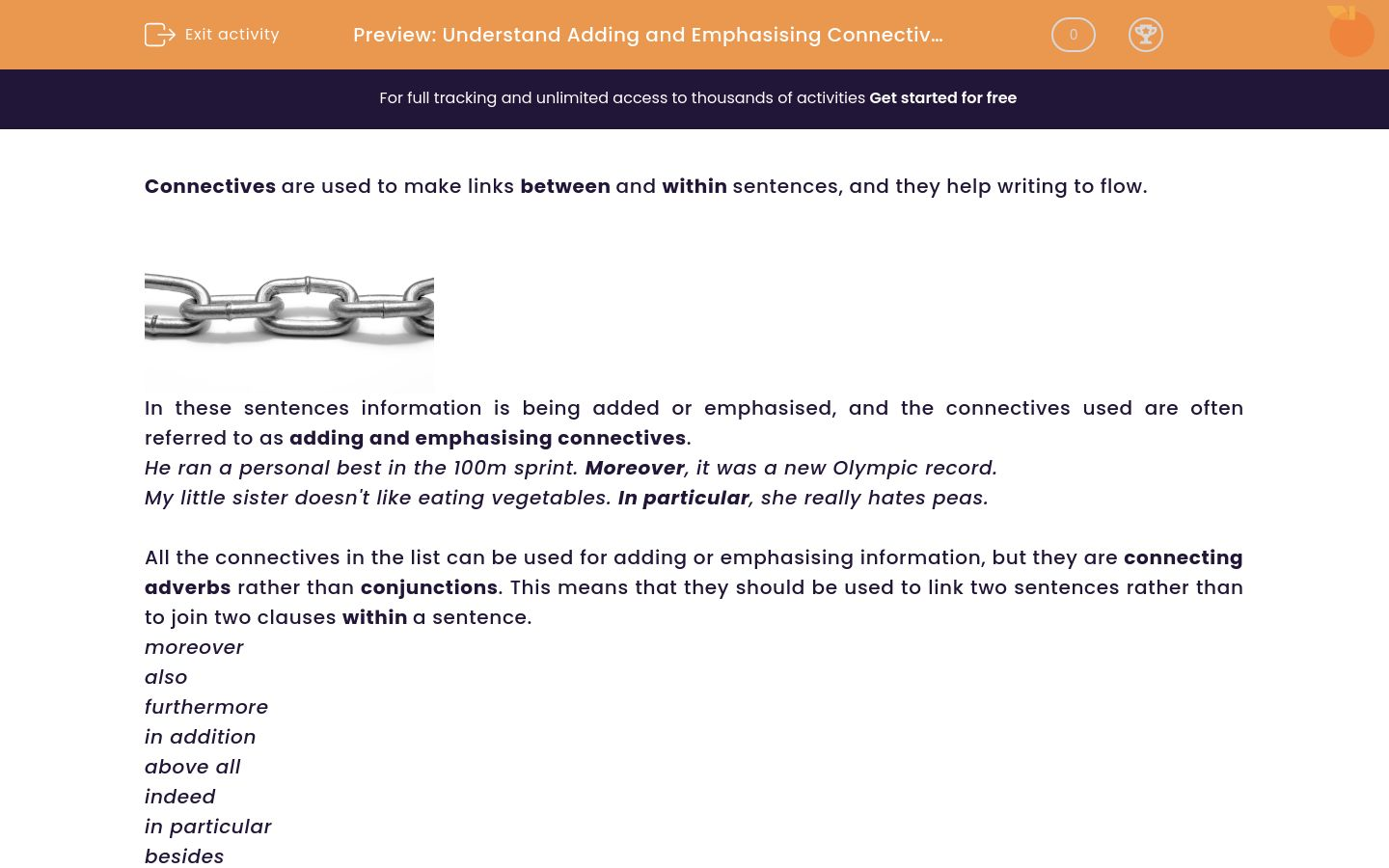 Identify Connectives that Give Emphasis or Add Information Worksheet ...