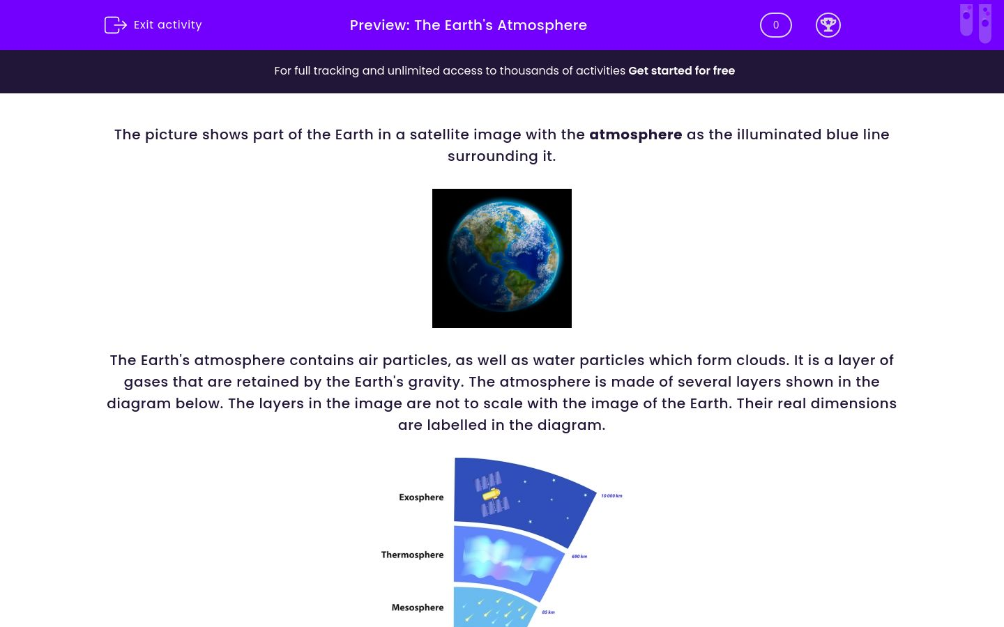 Investigate the Atmosphere of the Earth Worksheet - EdPlace