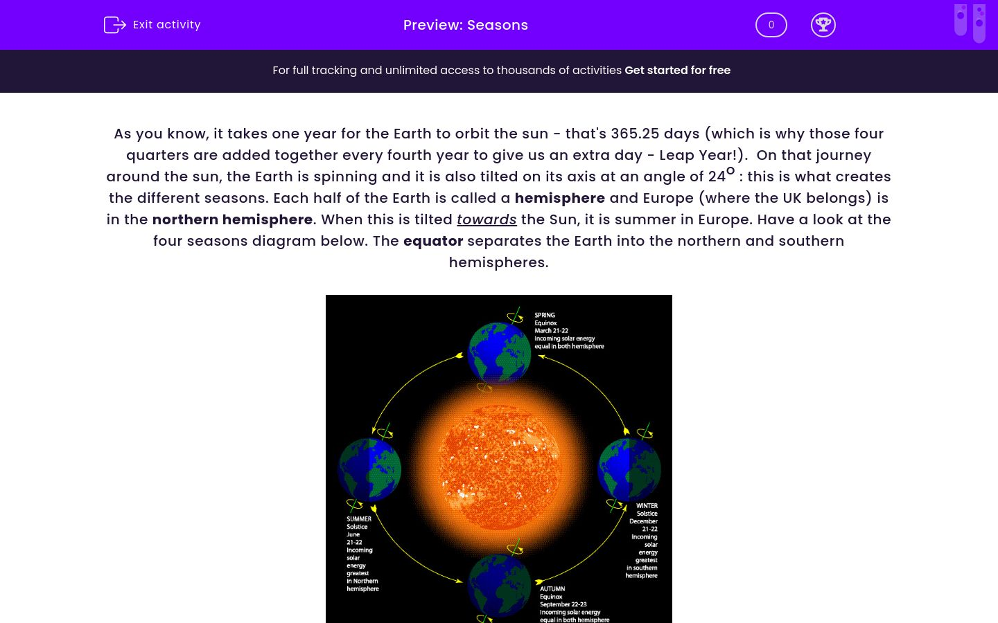 Explain How Seasons Occur Worksheet - EdPlace