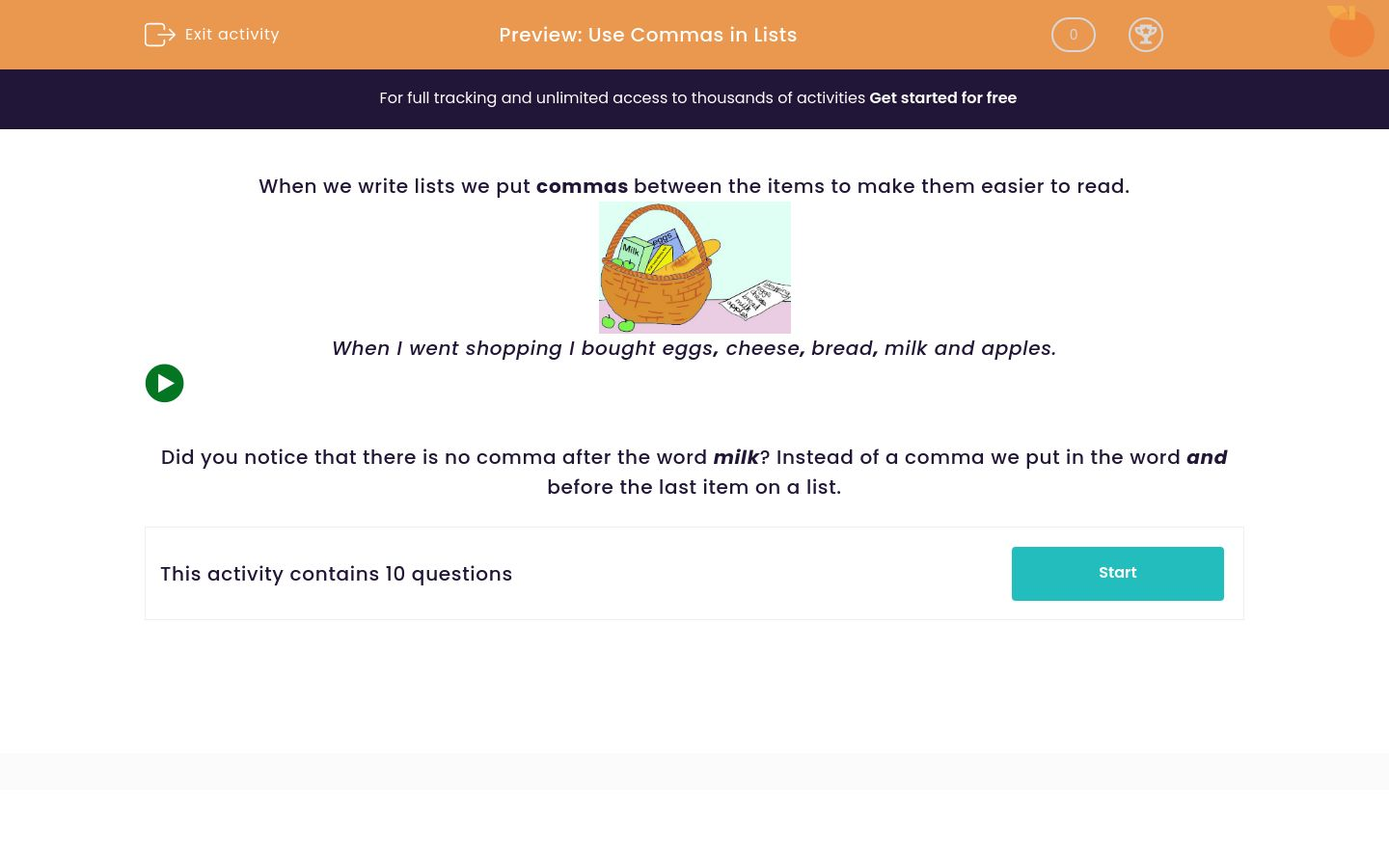Use Commas in Lists Worksheet - EdPlace