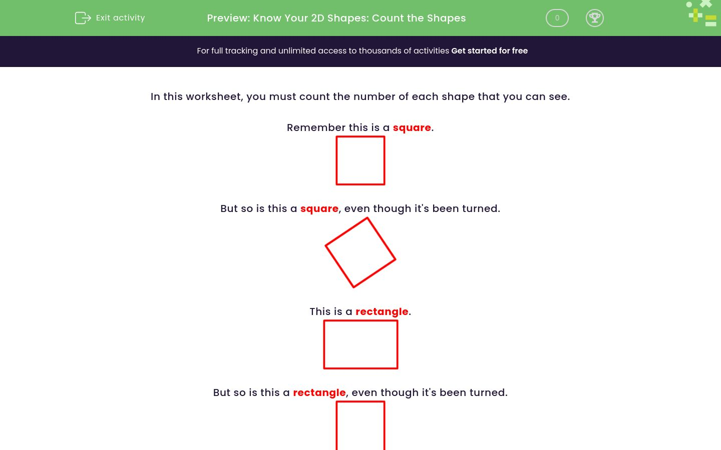 Count the 2D Shapes Worksheet - EdPlace