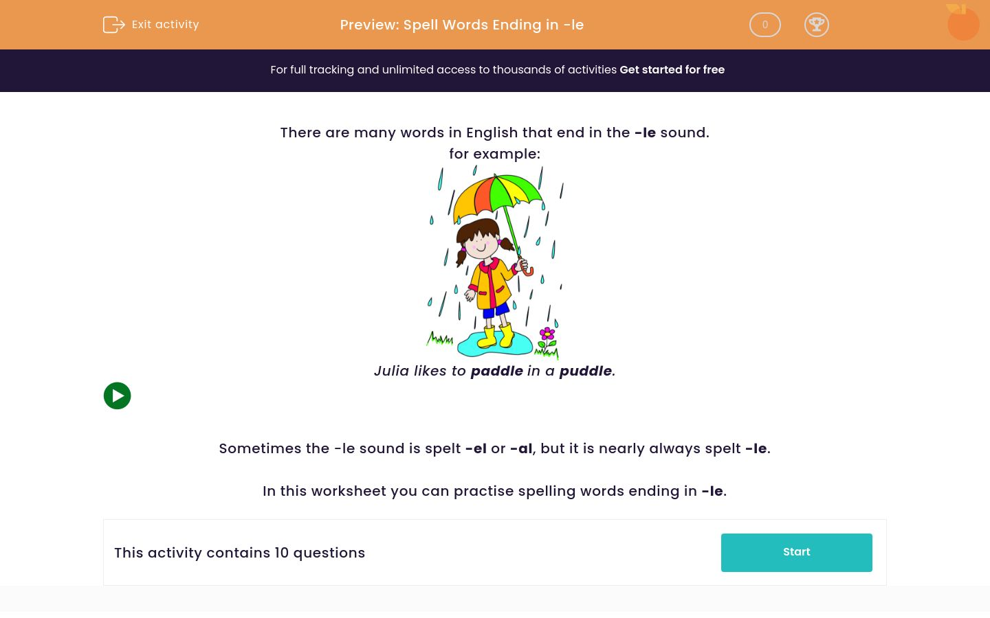 Spell Words Ending in -le Worksheet - EdPlace
