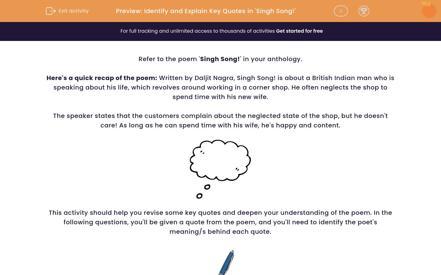 Identify and Explain Key Quotes in 'Singh Song!' Worksheet - EdPlace