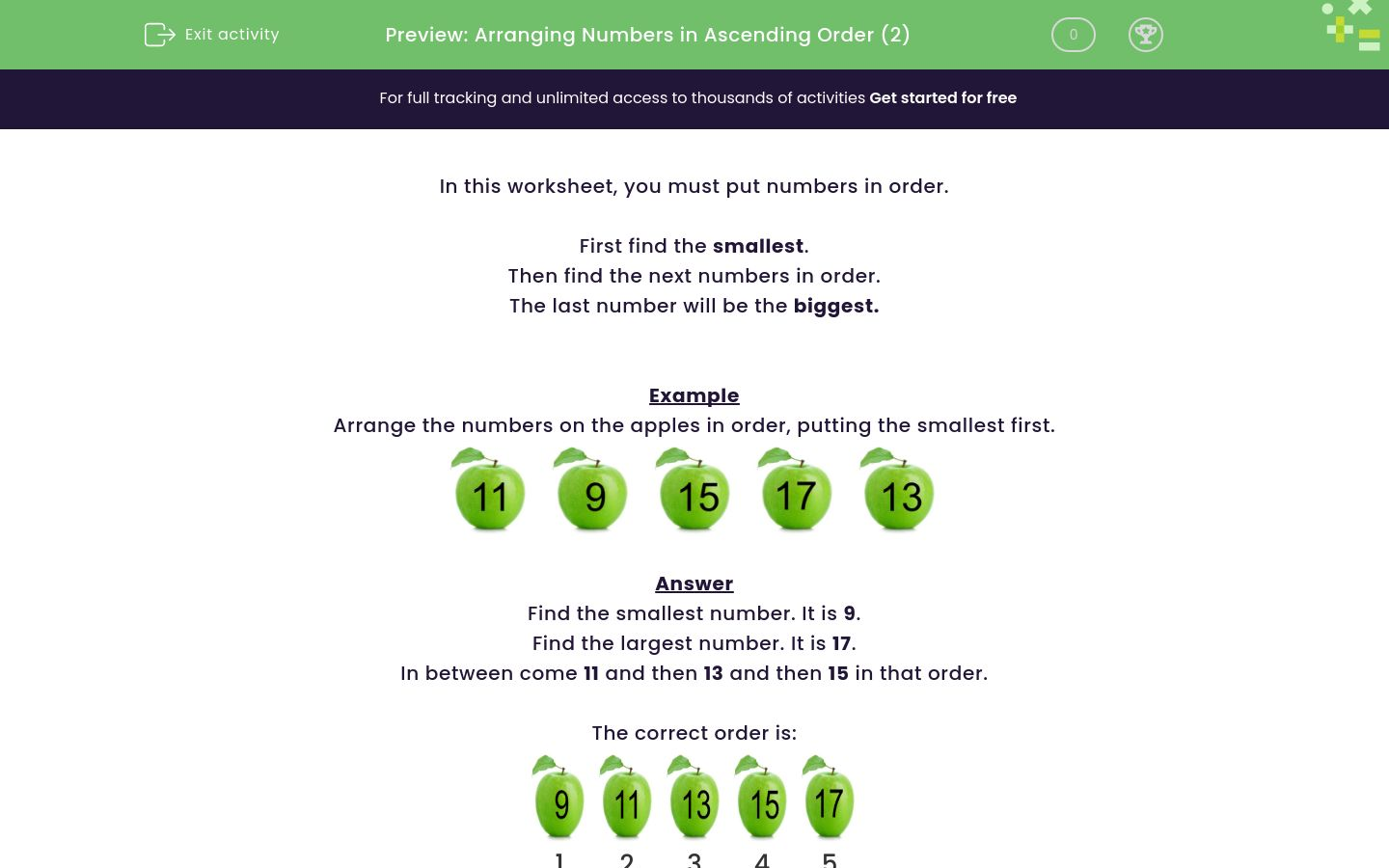 Arrange Five Numbers in Ascending Order Worksheet - EdPlace