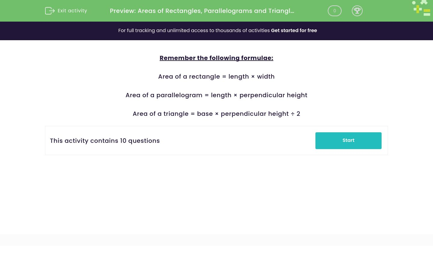 Find the Areas of Rectangles, Parallelograms and Triangles Worksheet - EdPlace