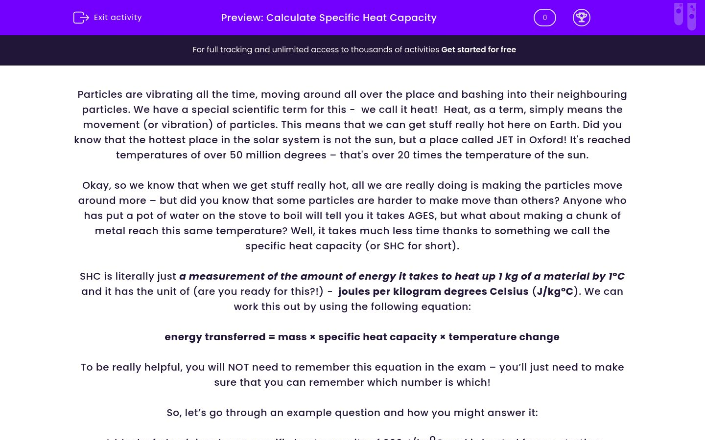Calculate Specific Heat Capacity Worksheet - EdPlace