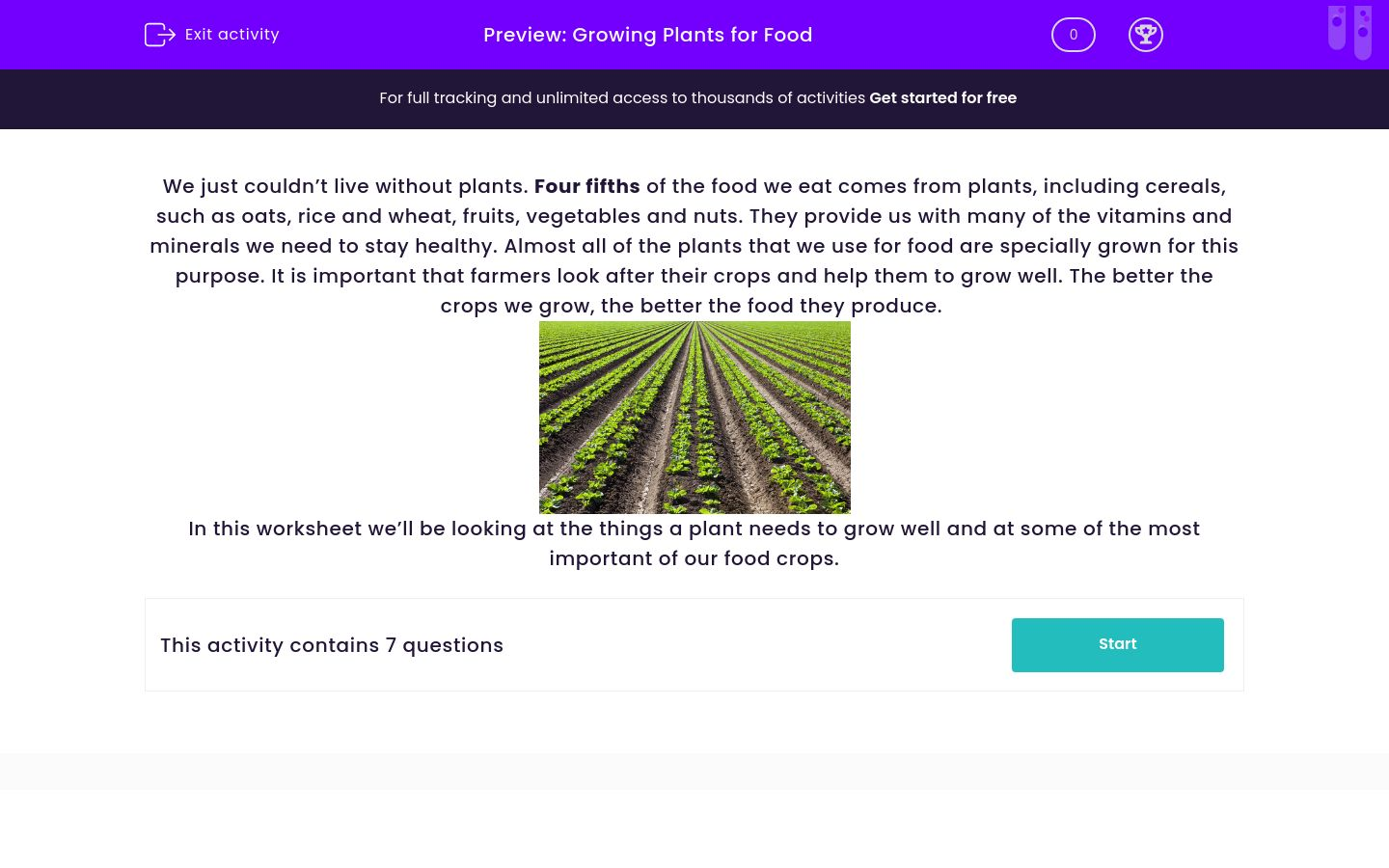 Find Out About Growing Plants for Food Worksheet - EdPlace